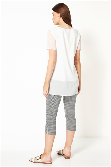 Split Front Chiffon Overlay Top in Ivory - Roman Originals UK