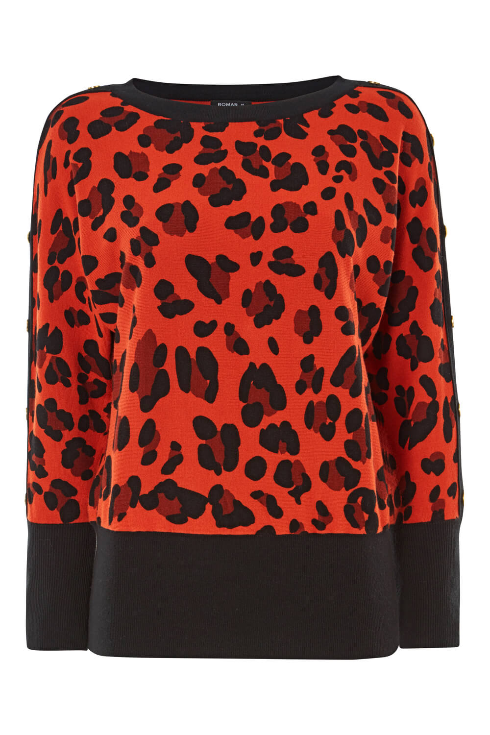 Animal Print Stud Detail Jumper in Dark Orange - Roman Originals UK