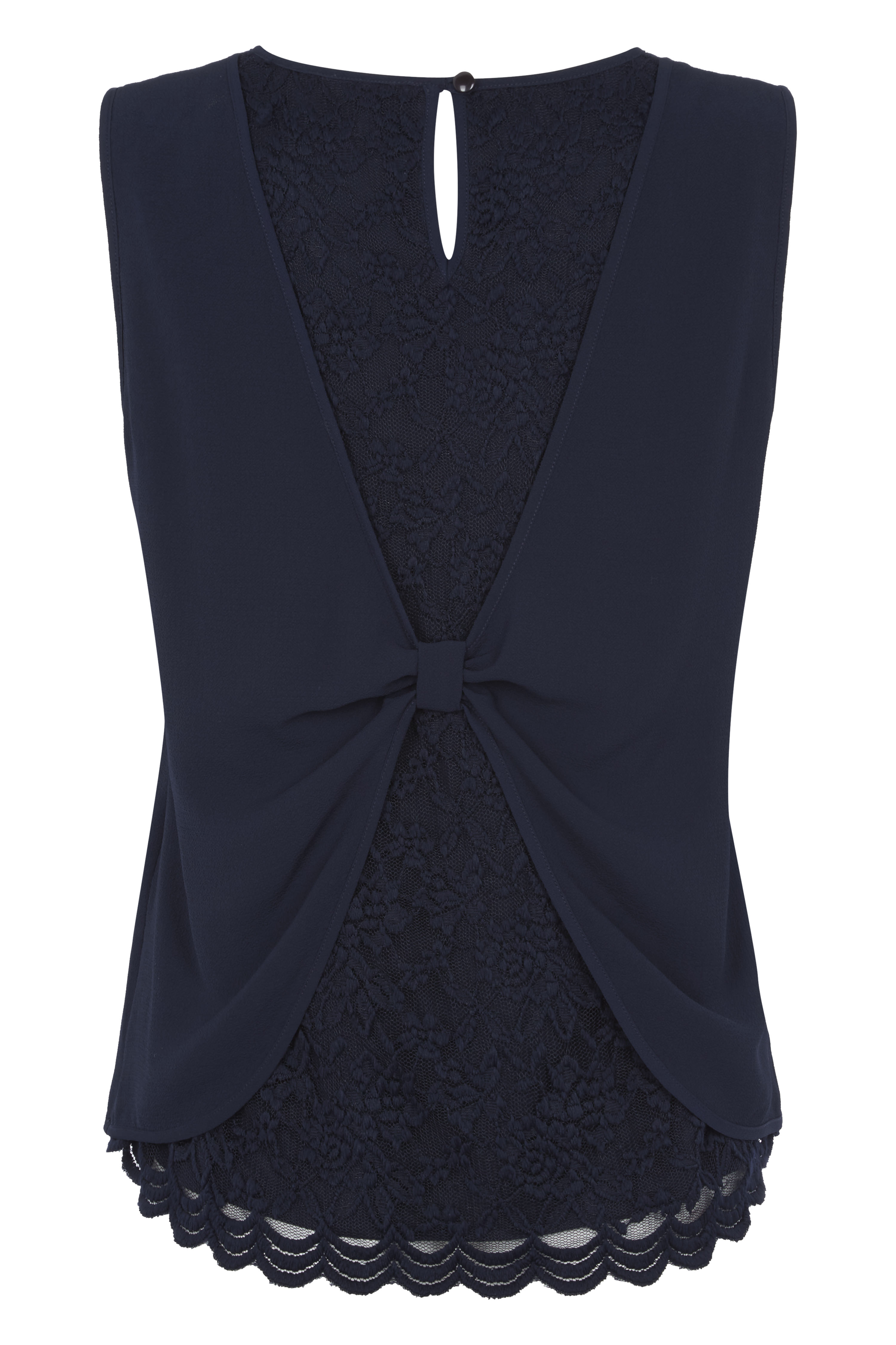 Lace Back Top in NAVY - Roman Originals UK