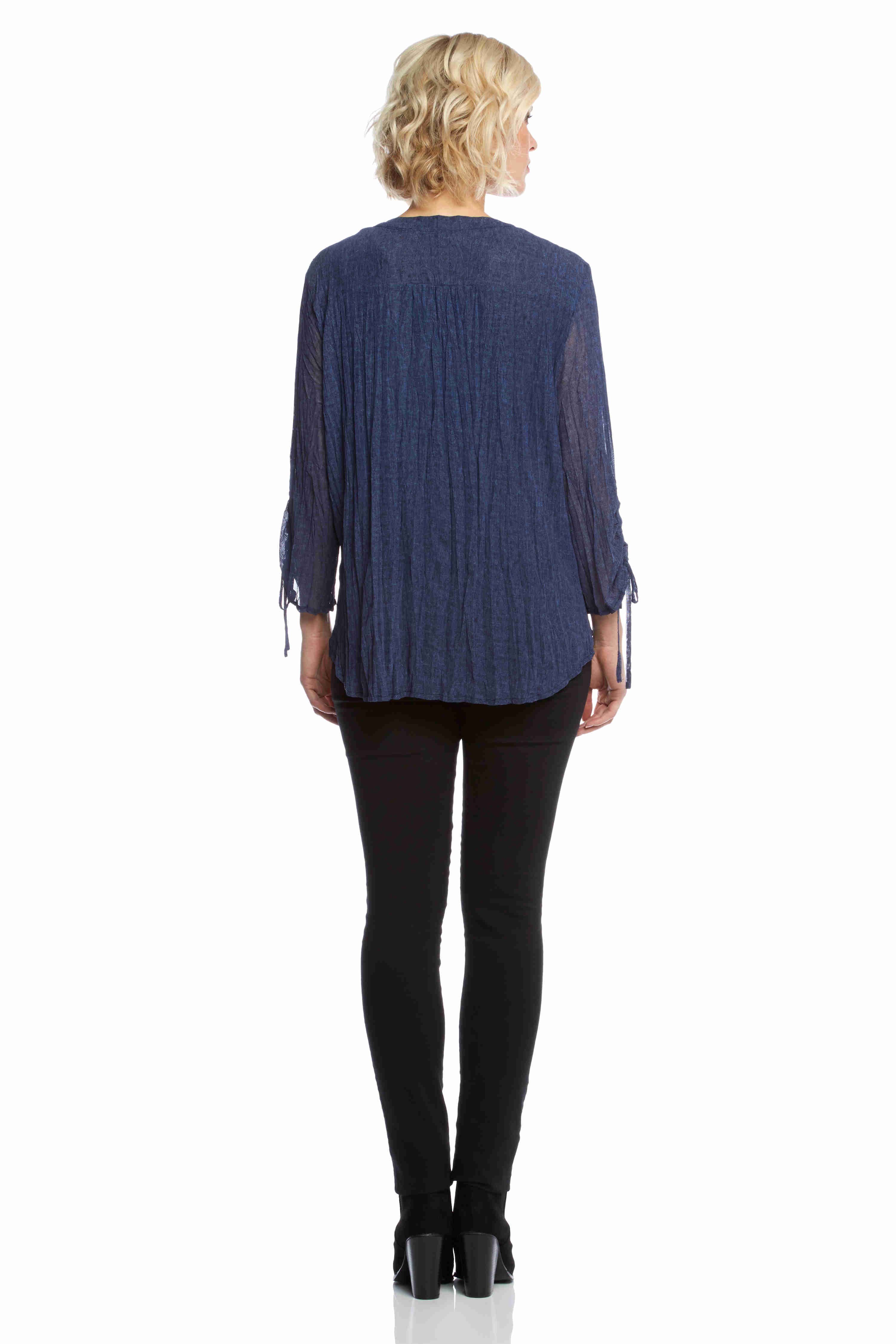 Frill Crinkle Blouse in Denim - Roman Originals UK