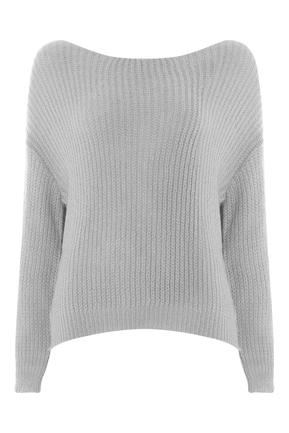 Twist Back Jumper in Light Grey - Roman Originals UK