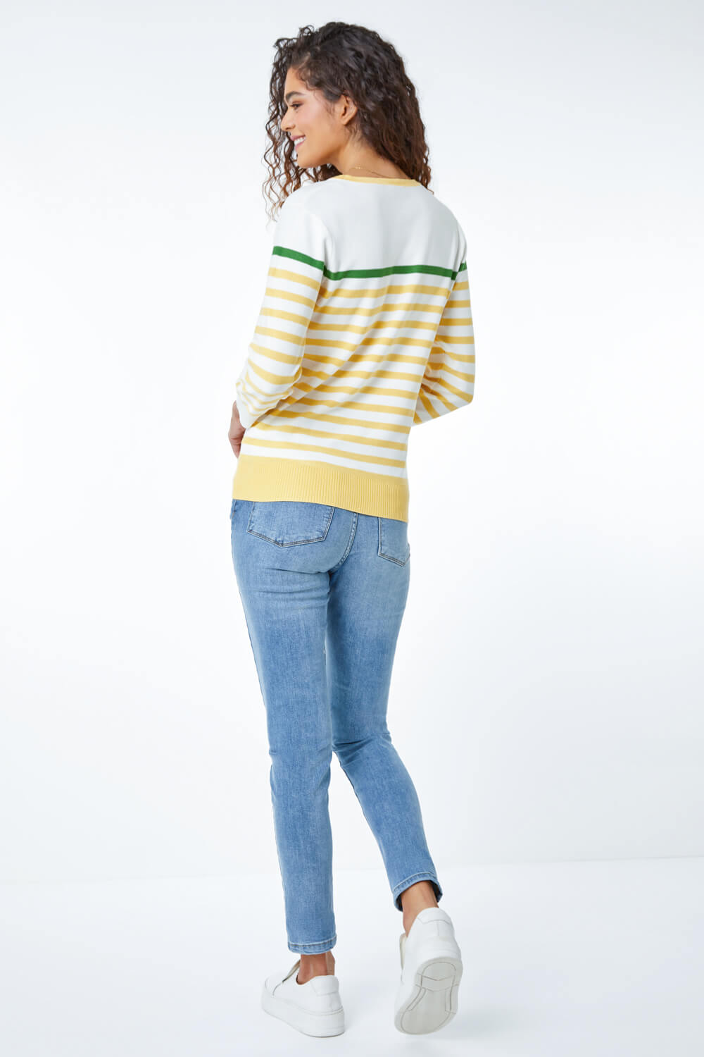 Strawberry Striped Jumper in Lemon - Roman Originals UK