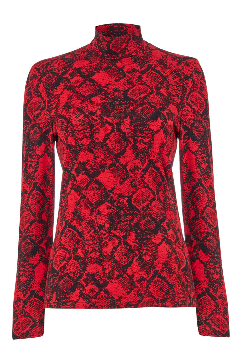 Snake Animal Print Polo Top in Red - Roman Originals UK