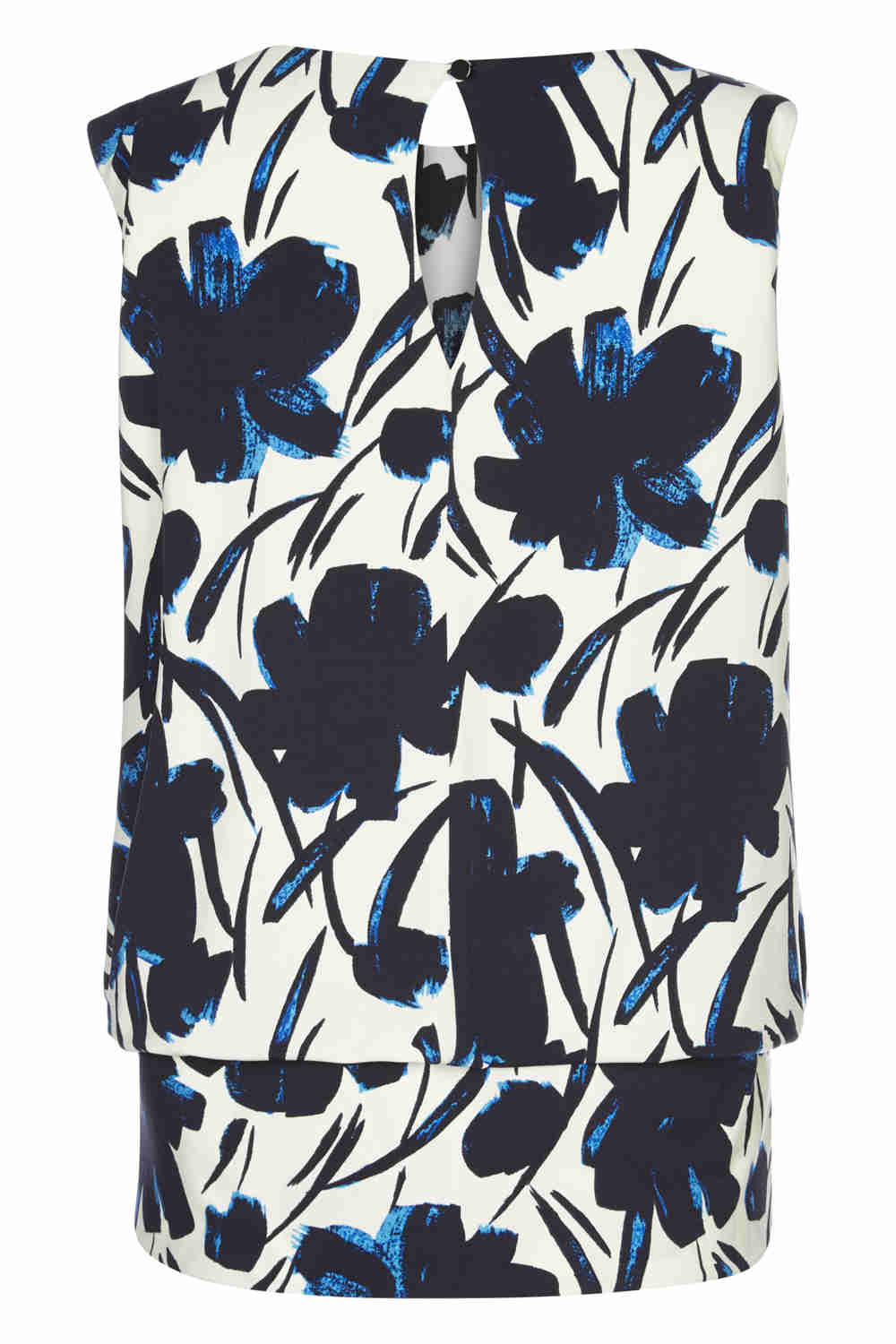 Floral Half Moon Collar Top in Navy - Roman Originals UK