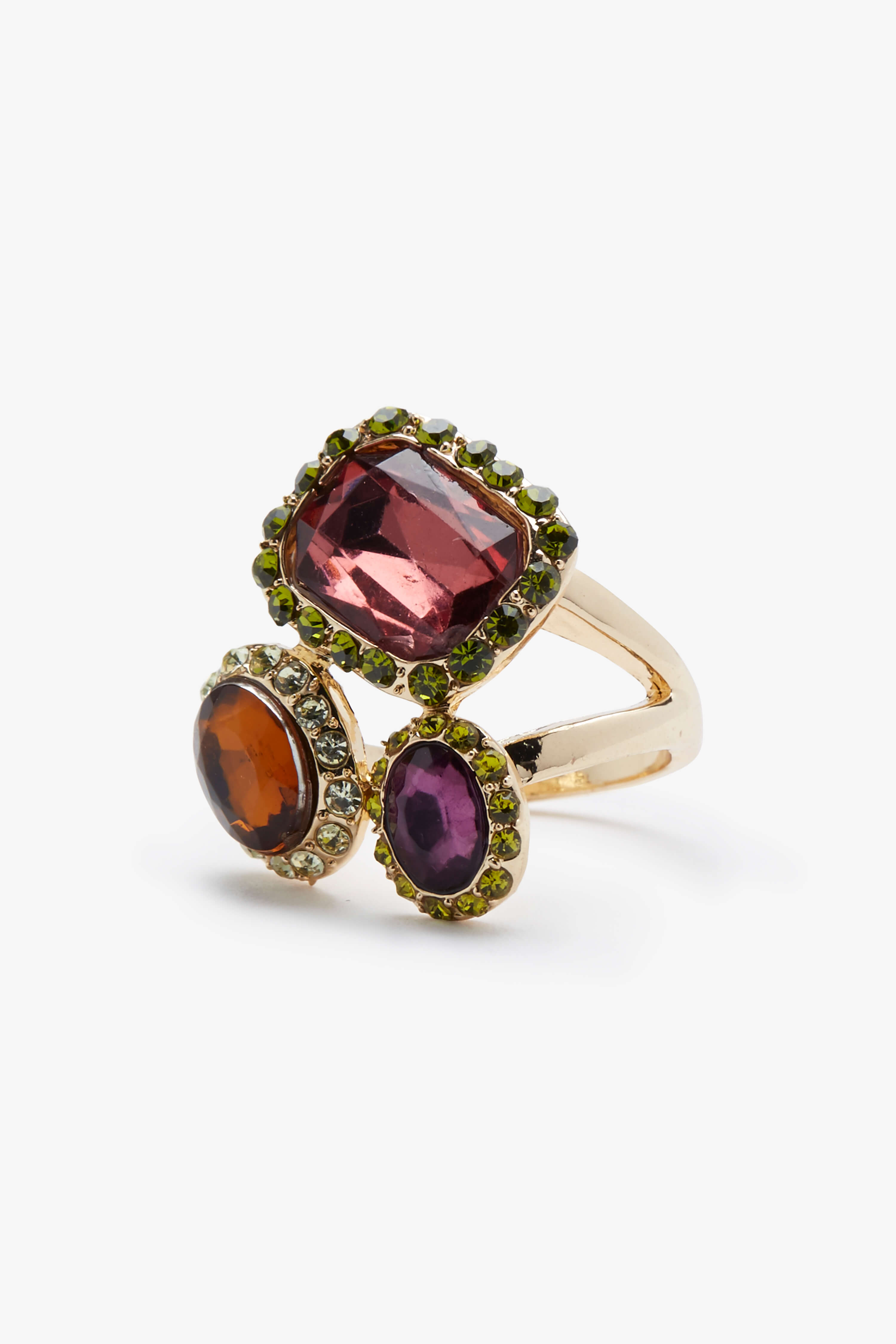 Statement Triple Gem Ring in Multicoloured - Roman Originals UK