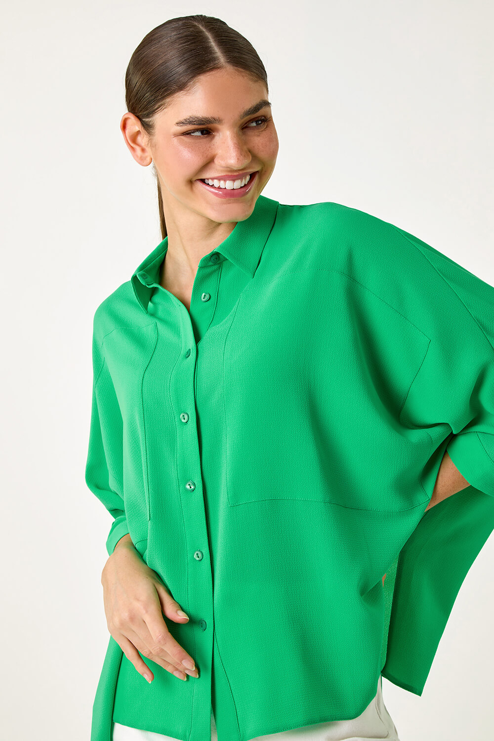 Jade Relaxed Smart Stretch Shirt | Roman UK