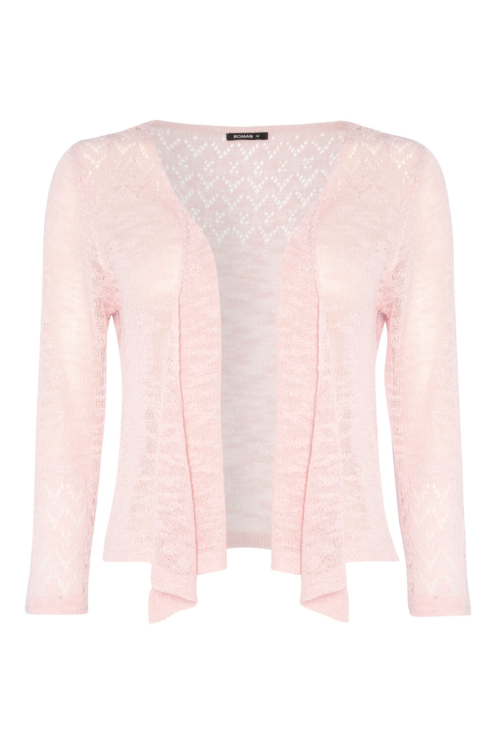 Pointelle Drop Needle Shrug in Pink - Roman Originals UK