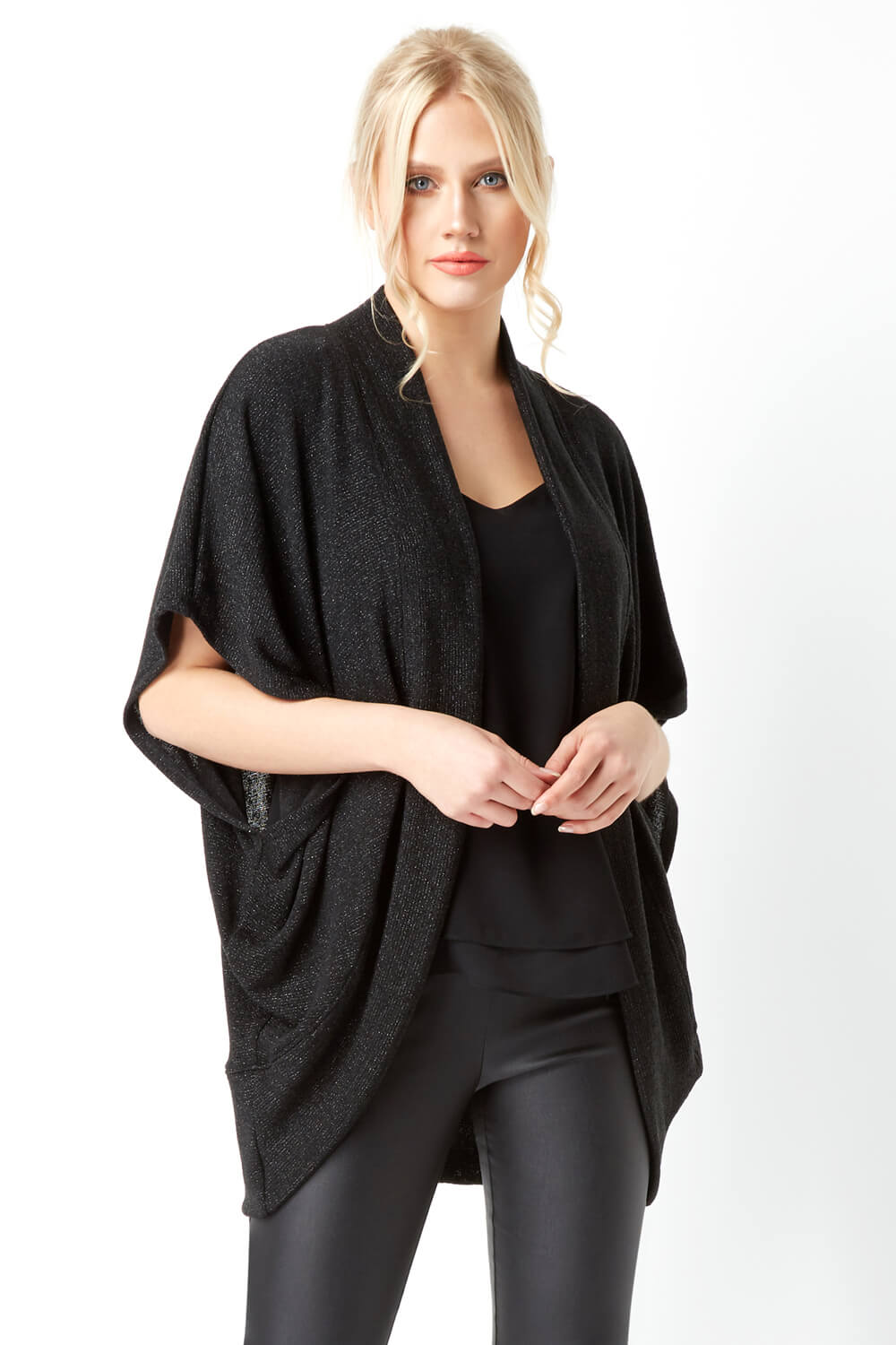 Slouch Fit Shimmer Cardigan in Black - Roman Originals UK