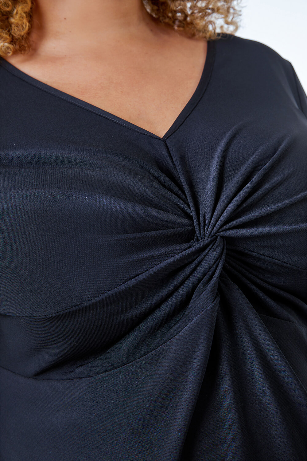 Curve Twist Front Stretch Top in Black - Roman Originals UK