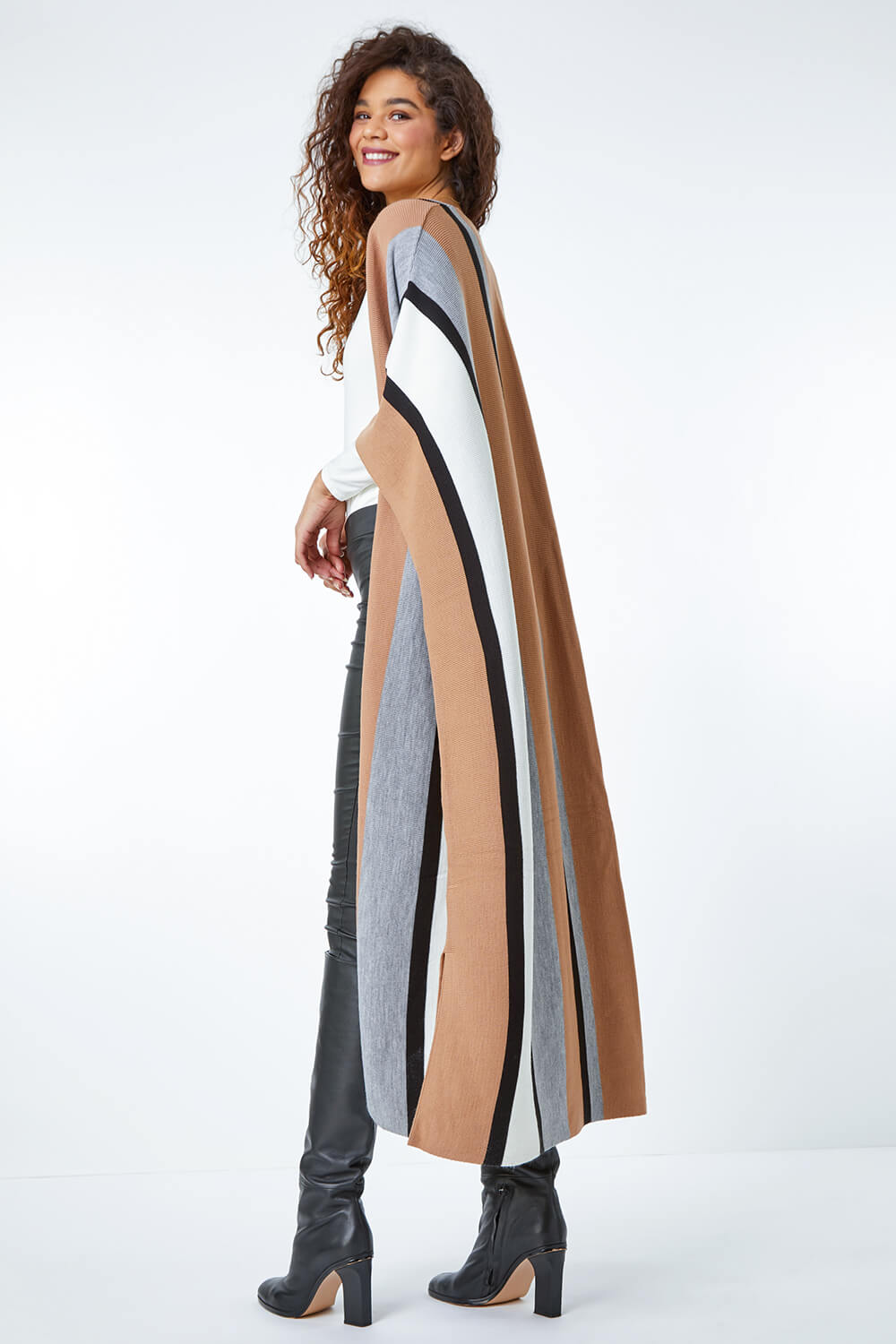 Colour Block Longline Poncho in Multi - Roman Originals UK