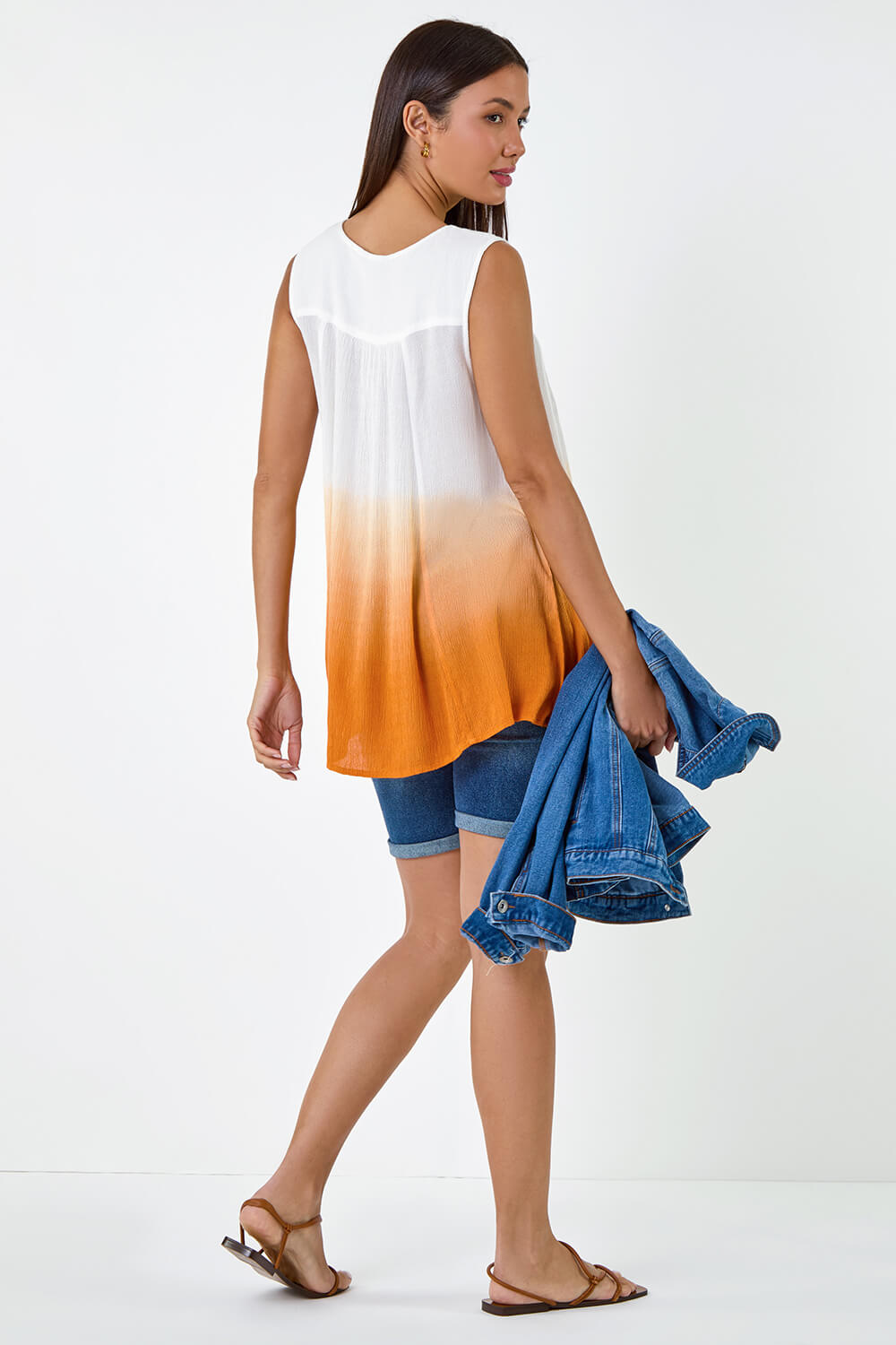 Rust Cotton Lace Detail Ombre Vest Top | Roman UK