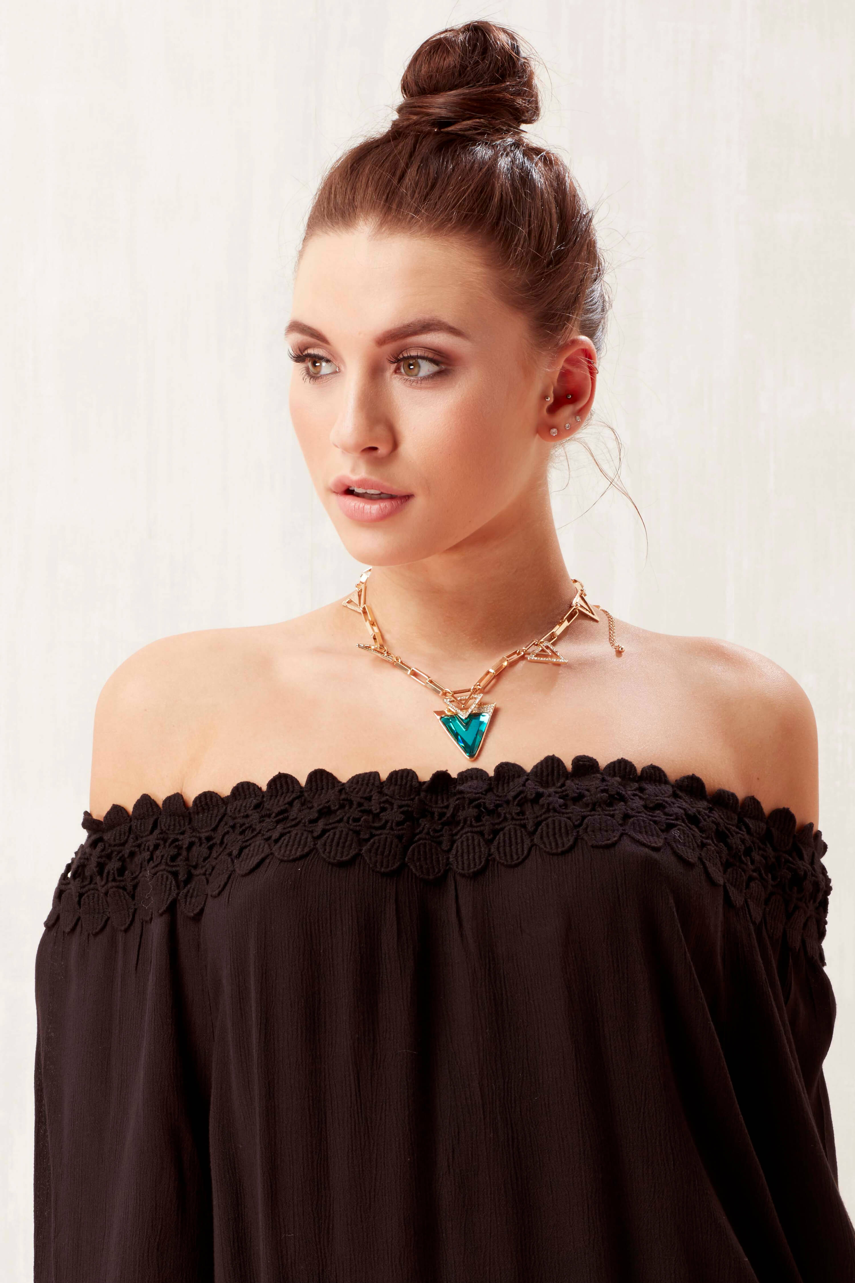 Statement Geometric Necklace in Gold - Roman Originals UK