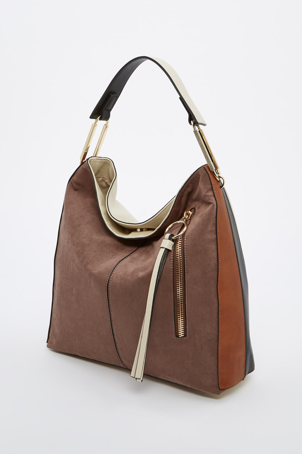 Colour Block Shoulder Bag in Brown - Roman Originals UK