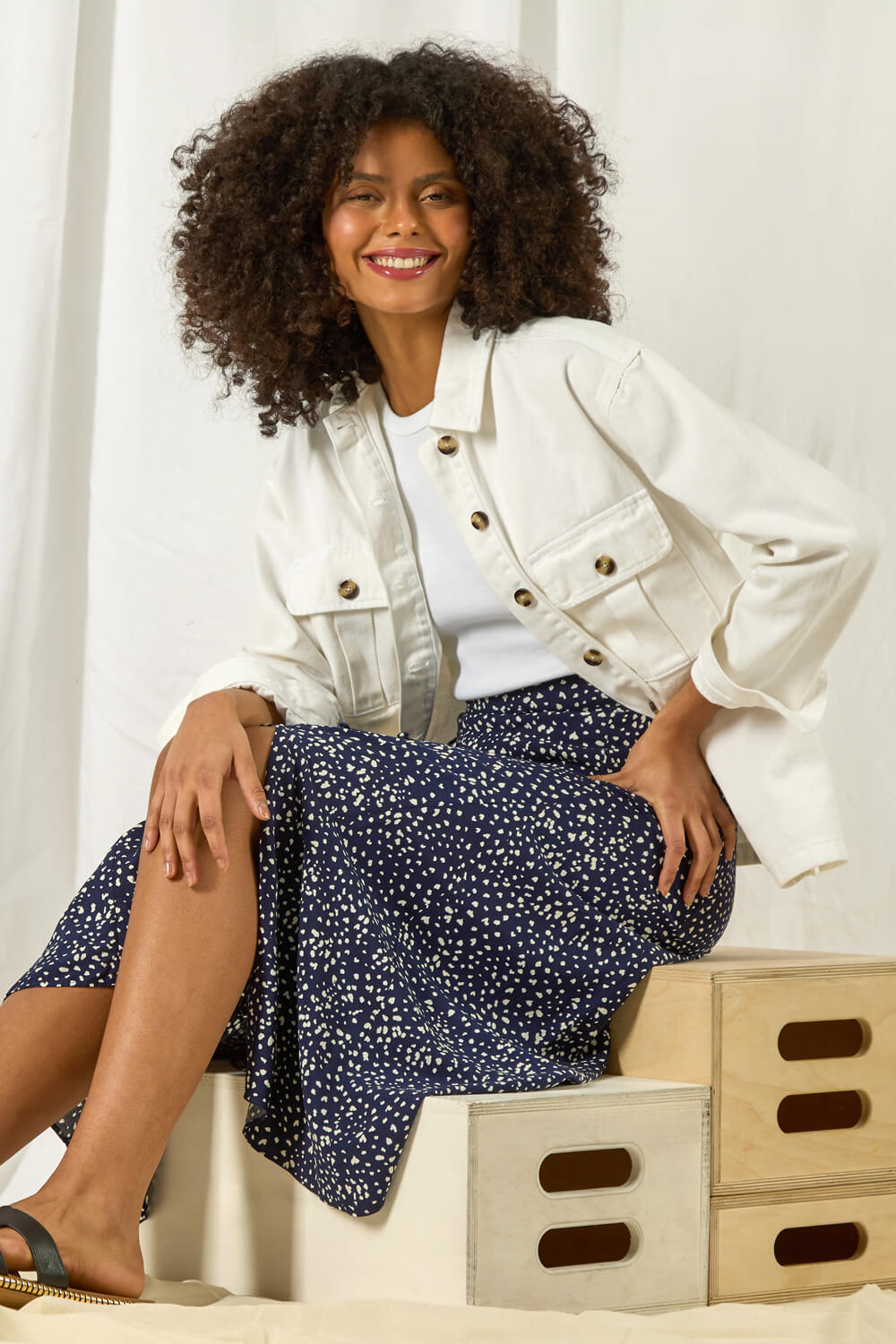 Natural Relaxed Denim Jacket | Roman UK