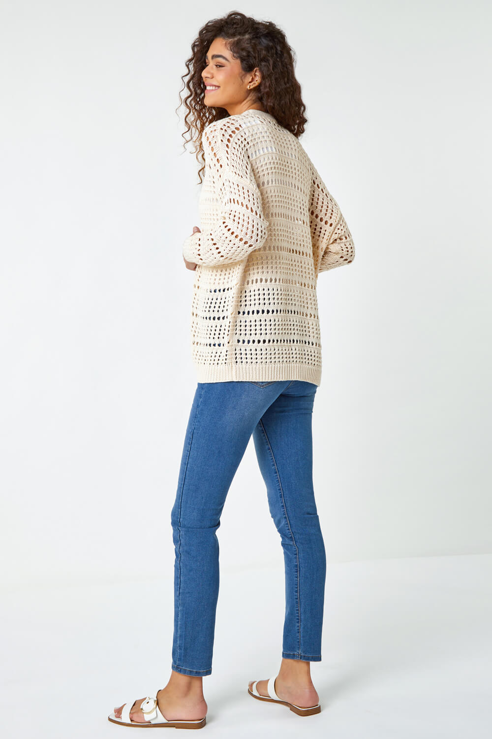 Natural Soft Open Knit Cardigan | Roman UK