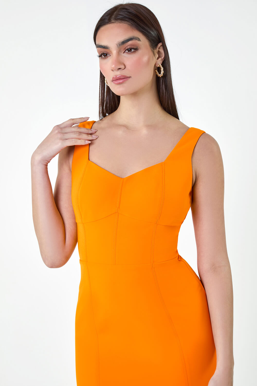 Amber Plain Corset Detail Stretch Dress | Roman UK