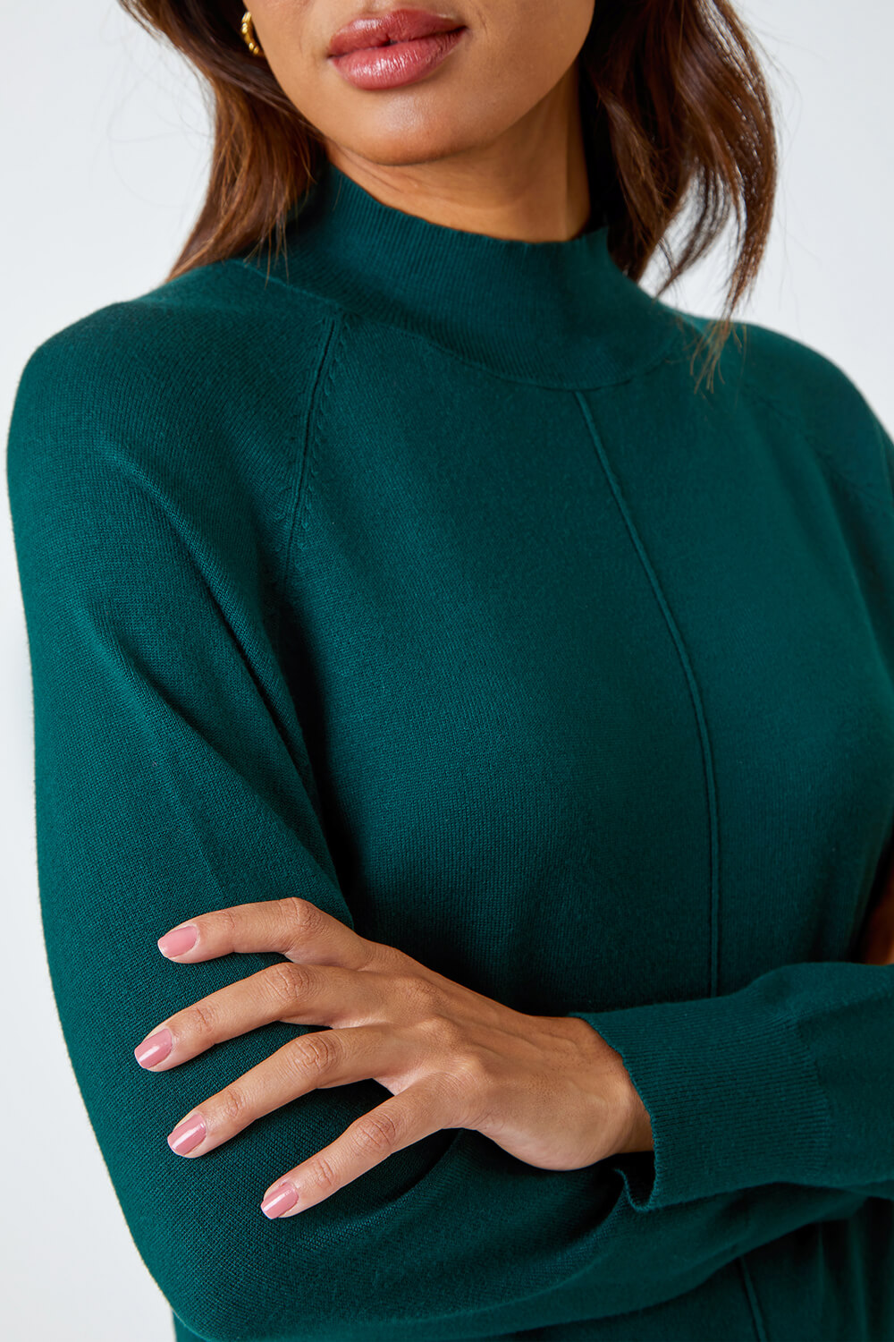 Emerald High Neck Tunic Jumper | Roman UK