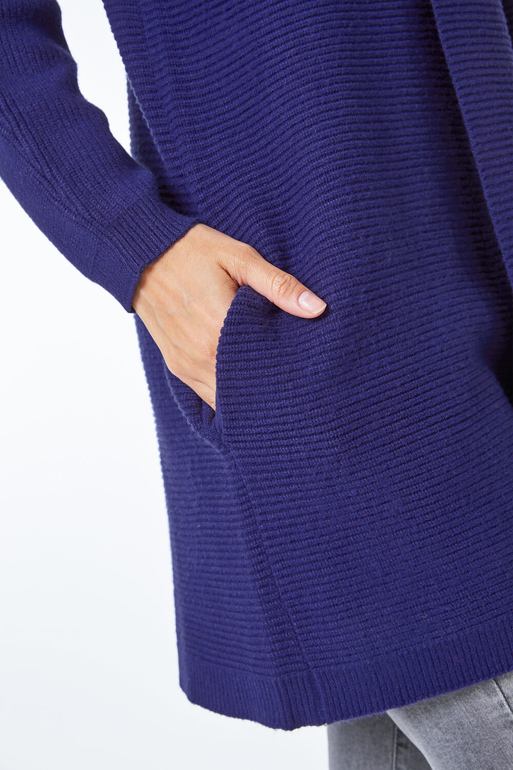 Ribbed Longline Cardigan In Midnight Blue Roman Originals Uk