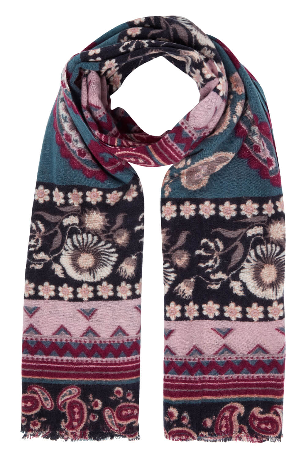 Floral Brushed Scarf in Teal - Roman Originals UK