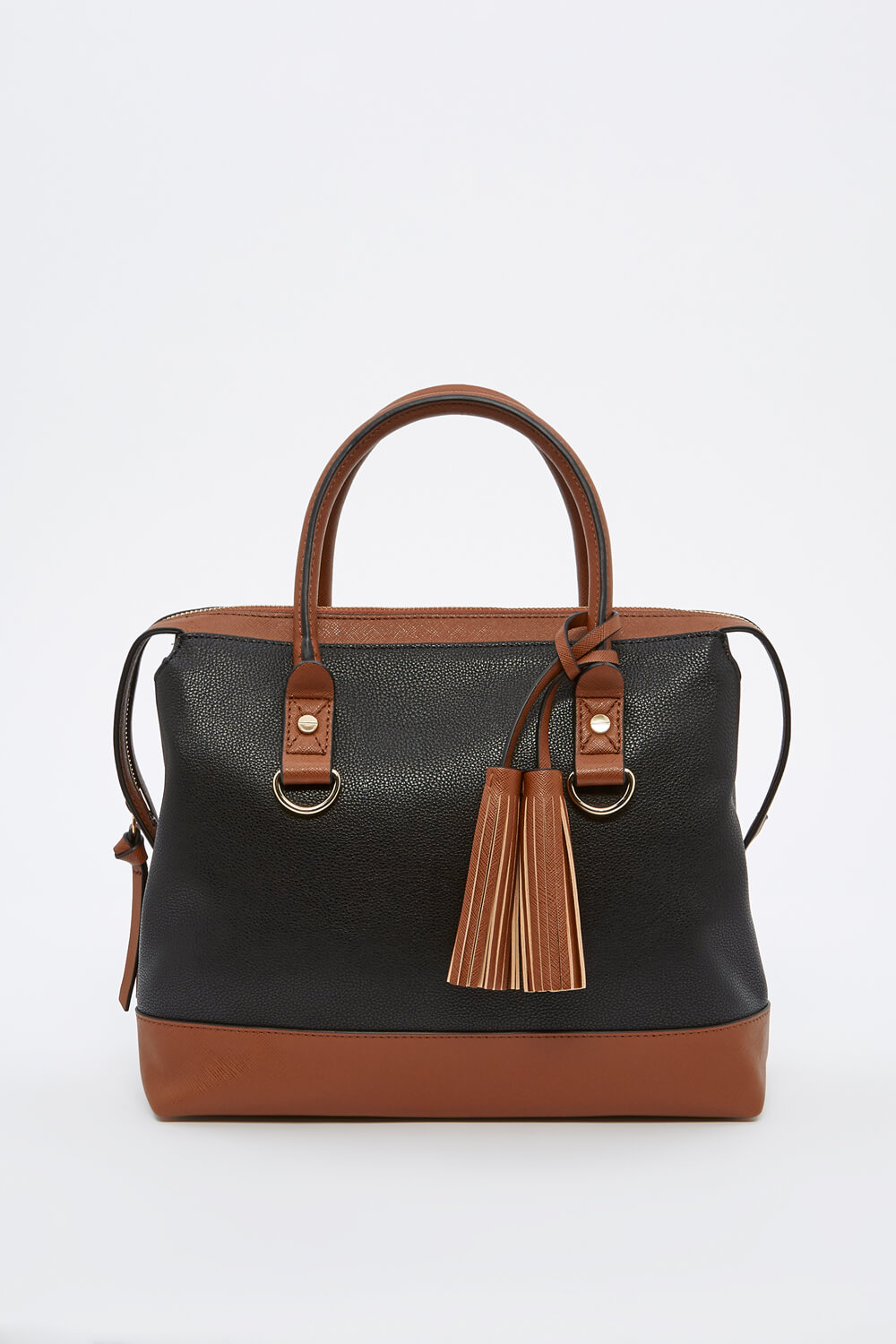 Colour Block Tassel Handbag in Black - Roman Originals UK