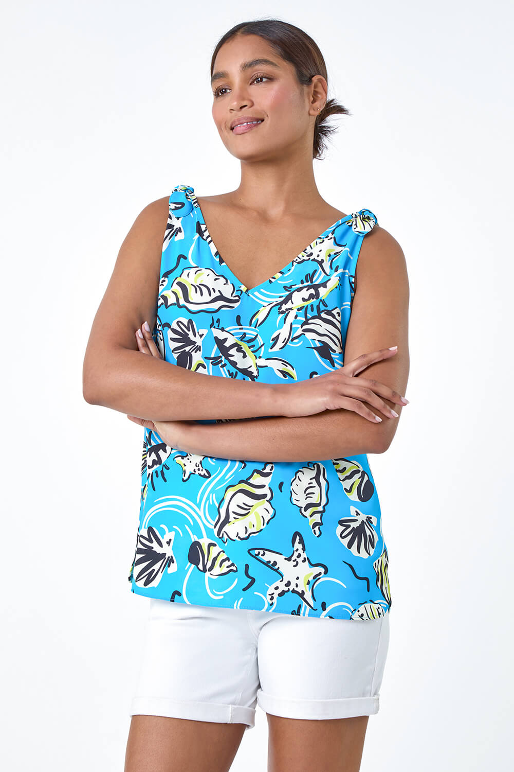 Blue Shell Print Cami Vest Top | Roman UK