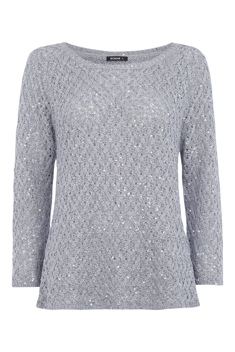 Sequin Knit Jumper in Silver - Roman Originals UK