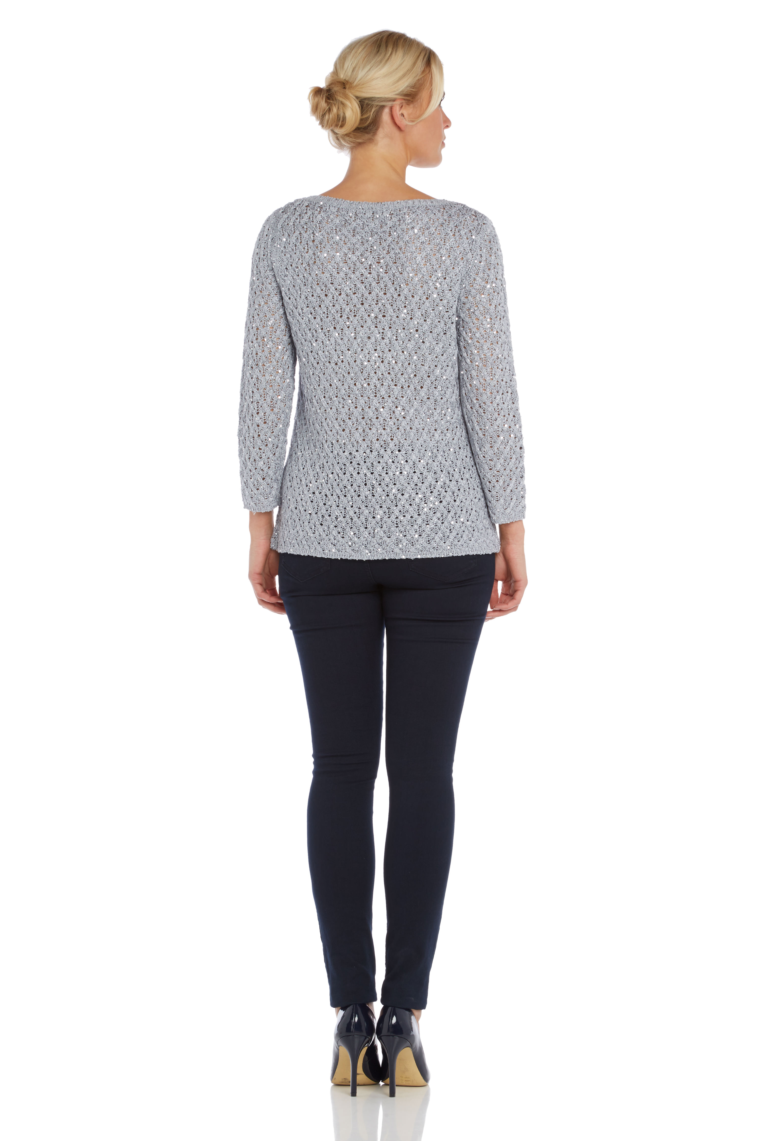 Sequin Knit Jumper in Silver - Roman Originals UK