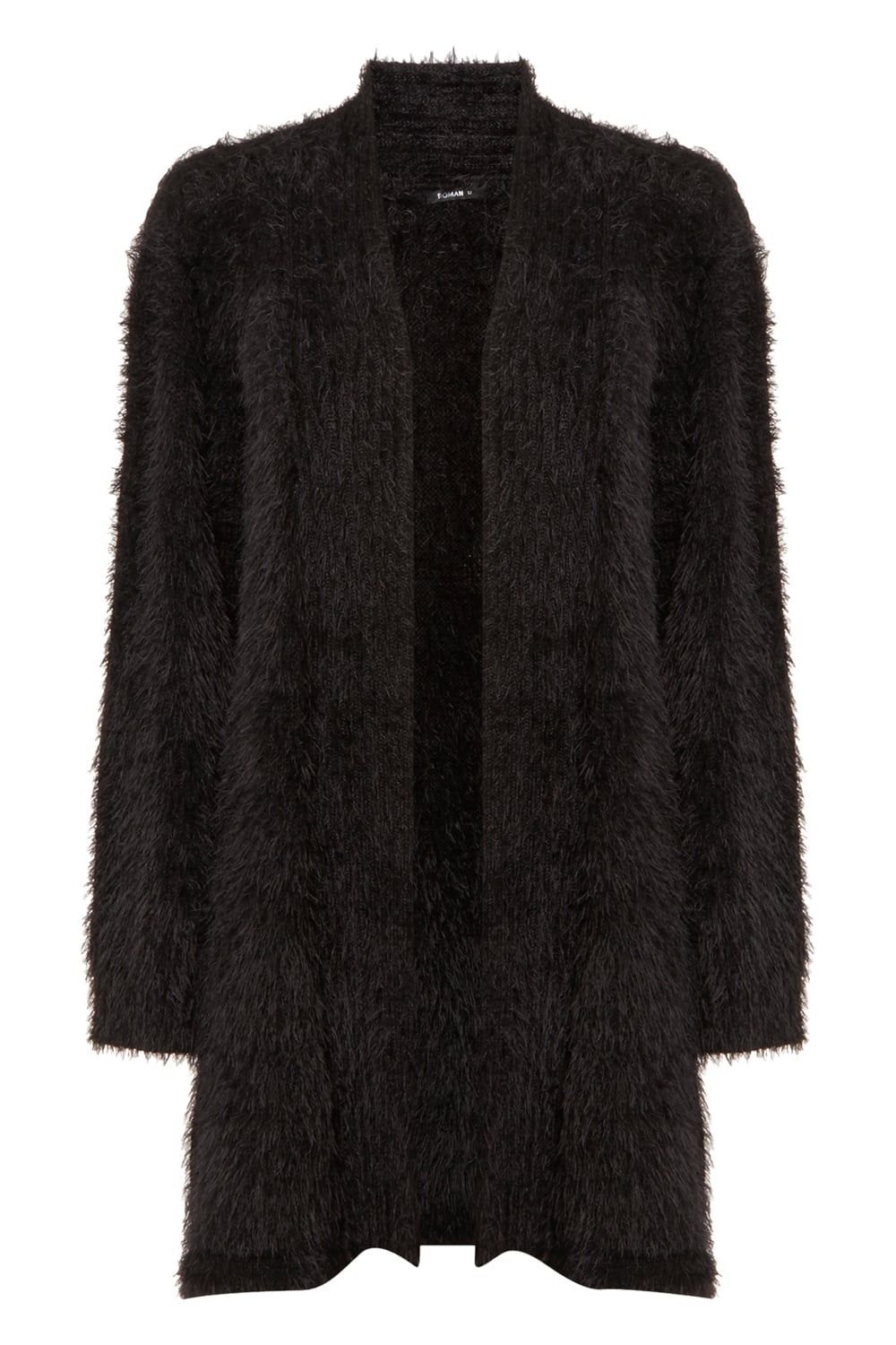 Long Fluffy Cardigan in Black - Roman Originals UK
