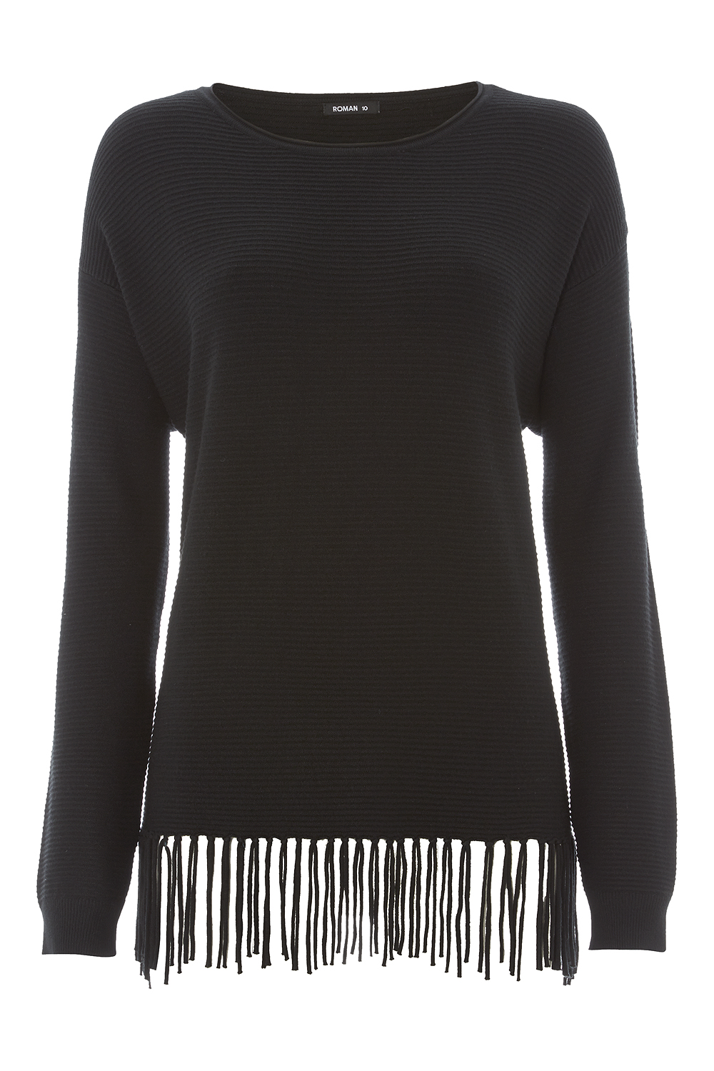 Fringe Detail Jumper in Black - Roman Originals UK