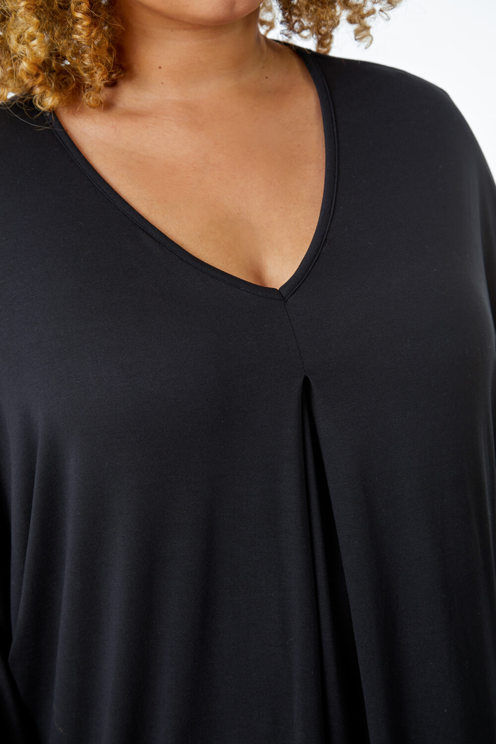 Curve Stretch Jersey Slouch Top in Black - Roman Originals UK