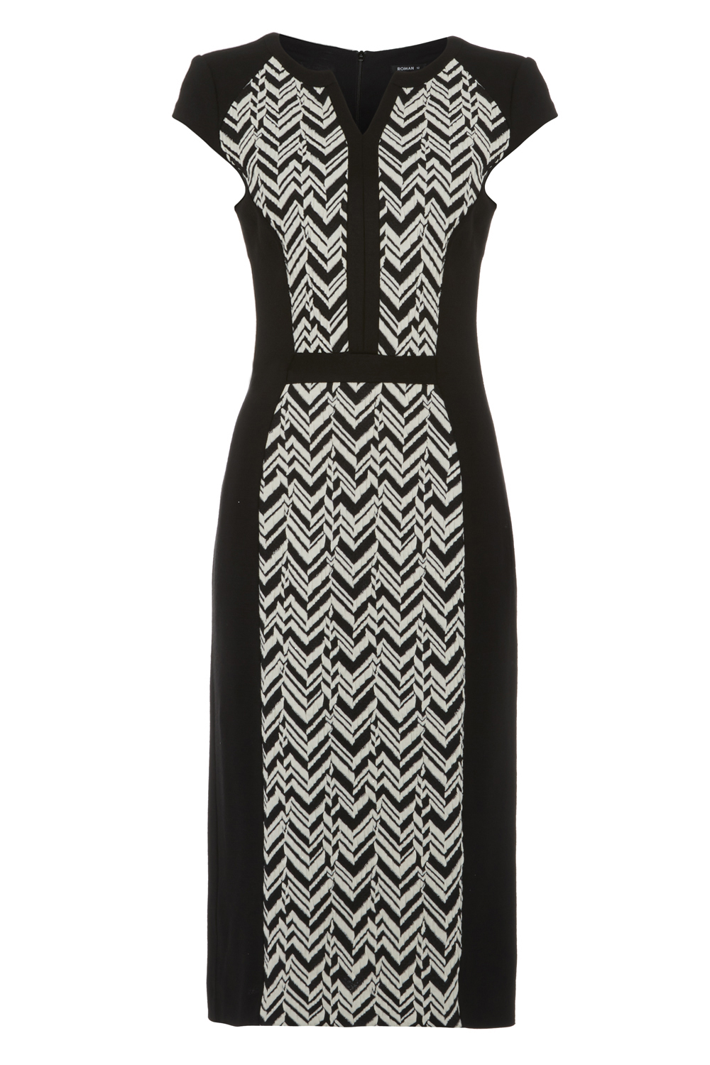 Contrast Panel Dress in Black - Roman Originals UK