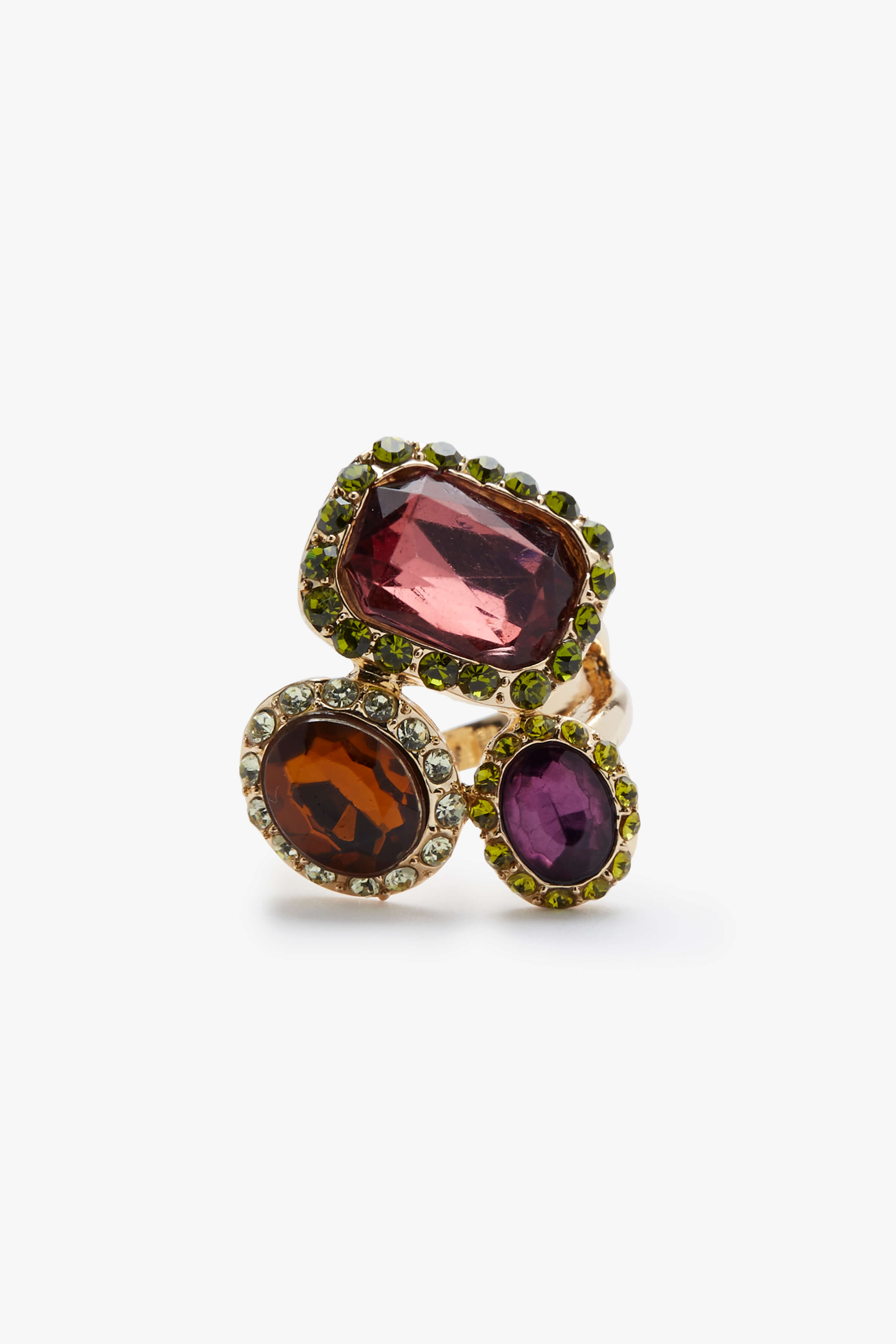 Statement Triple Gem Ring in Multicoloured - Roman Originals UK