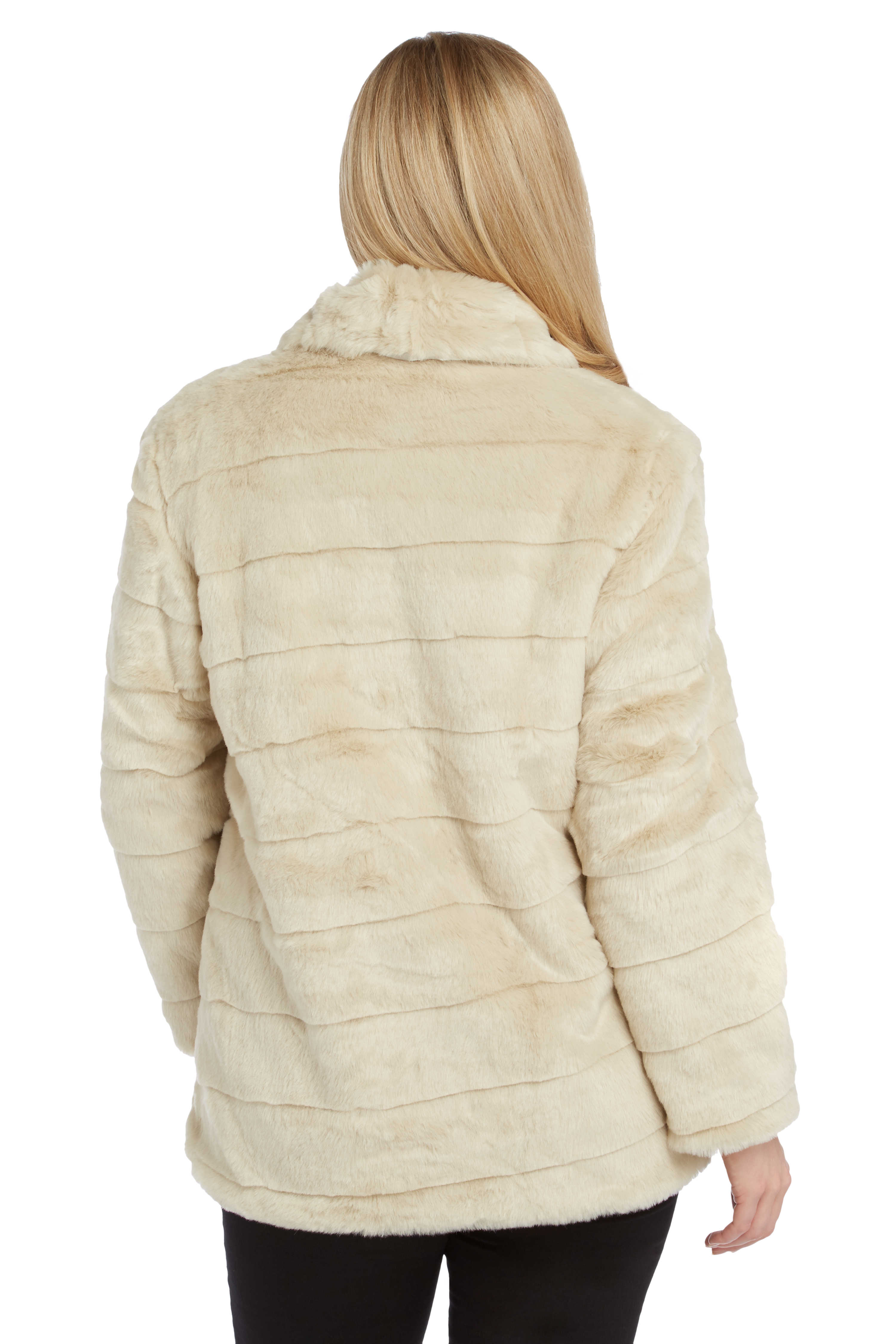 Short Faux Fur Coat in STONE - Roman Originals UK