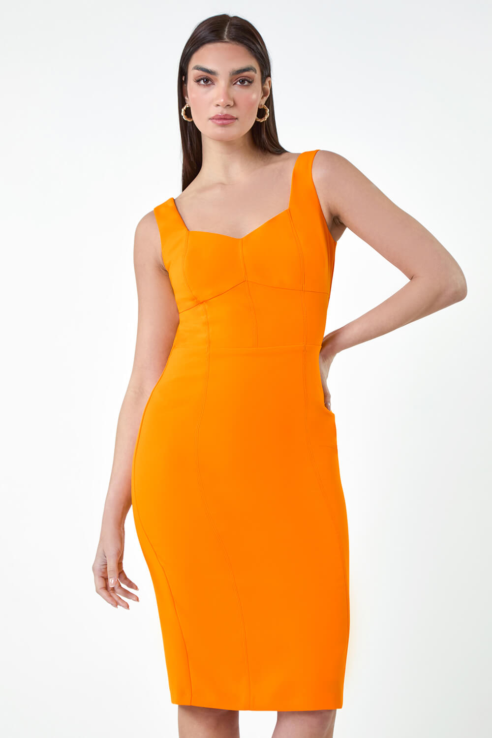 Amber Plain Corset Detail Stretch Dress | Roman UK