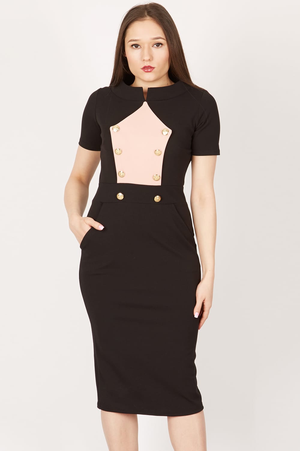 Feverfish Military Bodycon Dress in BLACK - Roman Originals UK