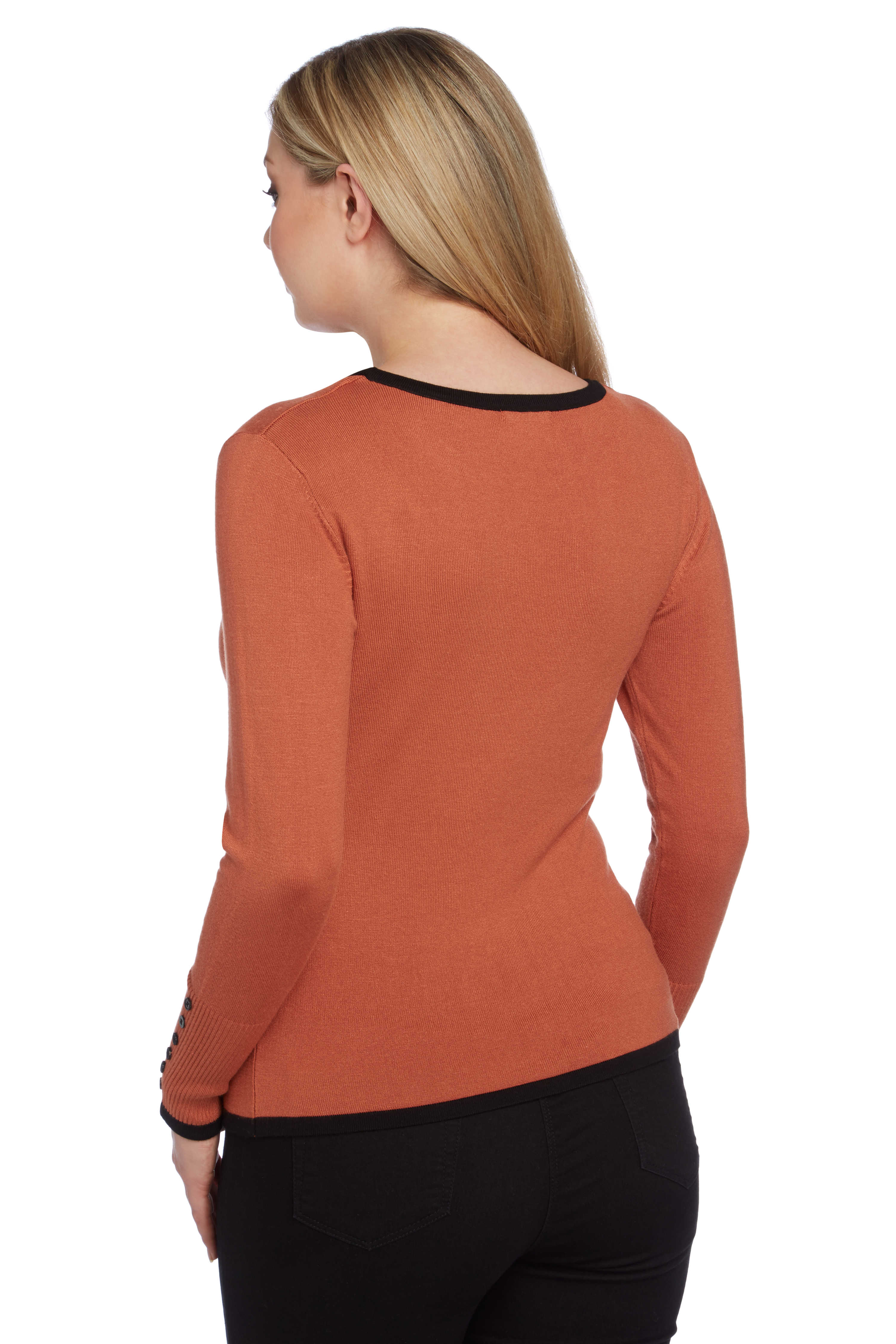 Button Detail Ruched Jumper in Rust - Roman Originals UK
