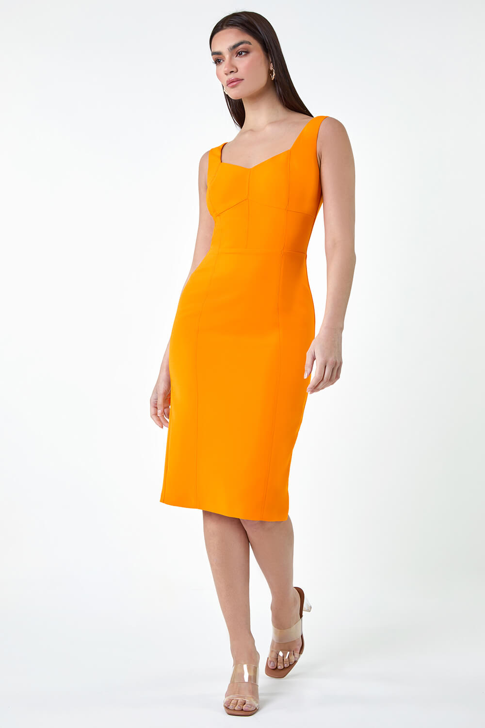 Amber Plain Corset Detail Stretch Dress | Roman UK