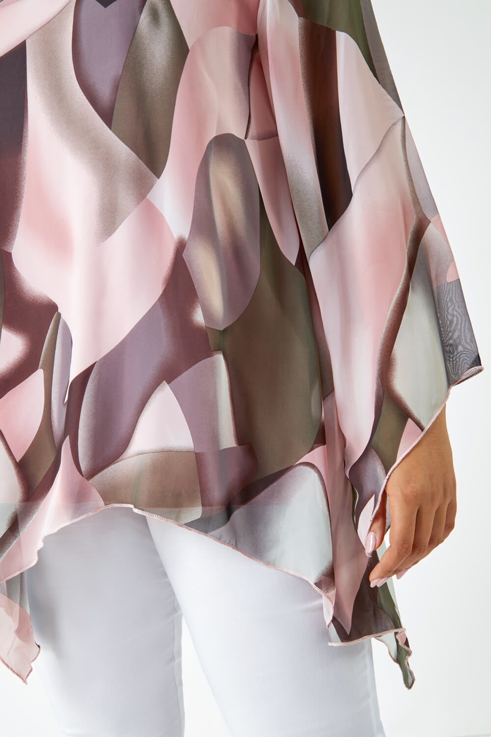 Curve Abstract Chiffon Overlay Top in Light Pink - Roman Originals UK