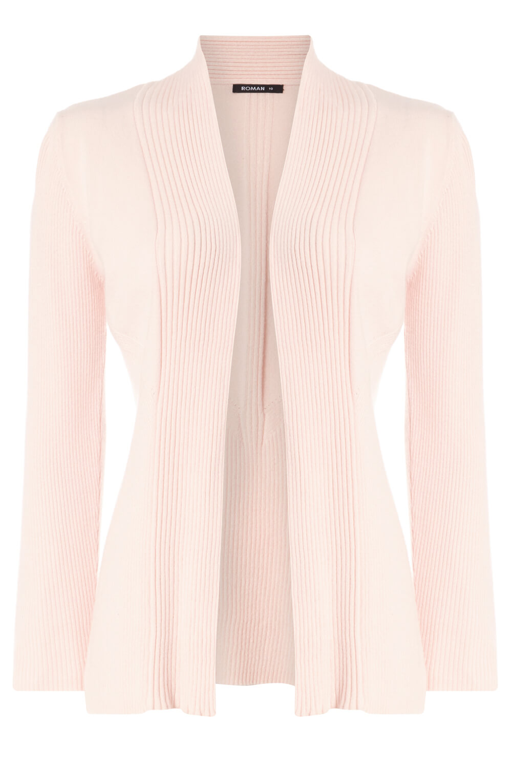 Pointelle Rib Front Cardigan in Light Pink - Roman Originals UK