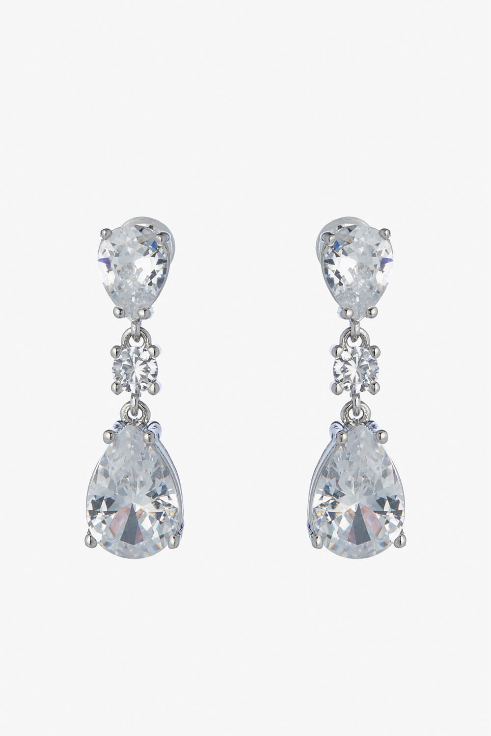 Diamante Teardrop Earrings in Silver - Roman Originals UK