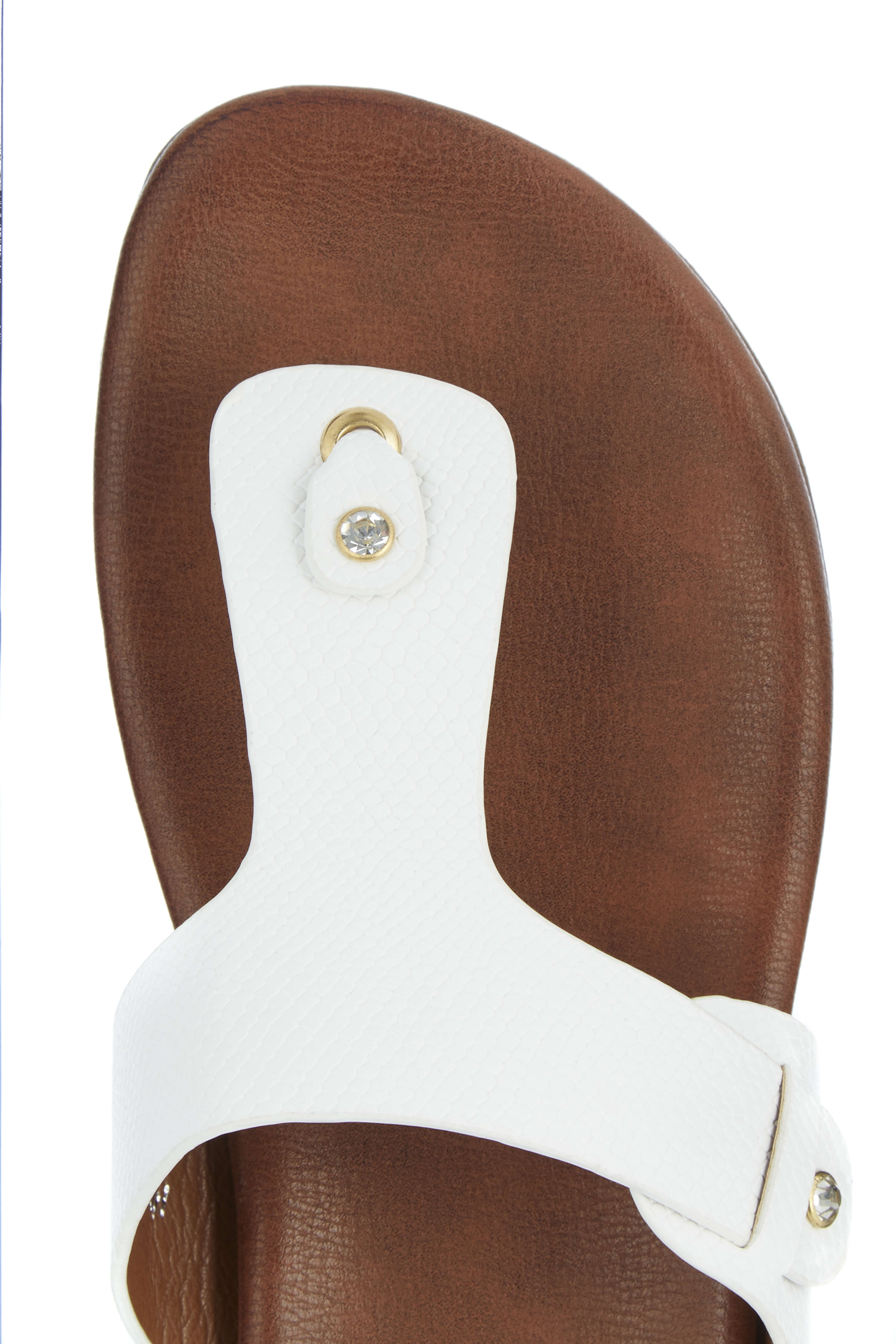 Snake Effect Toe Post Sandals in White - Roman Originals UK