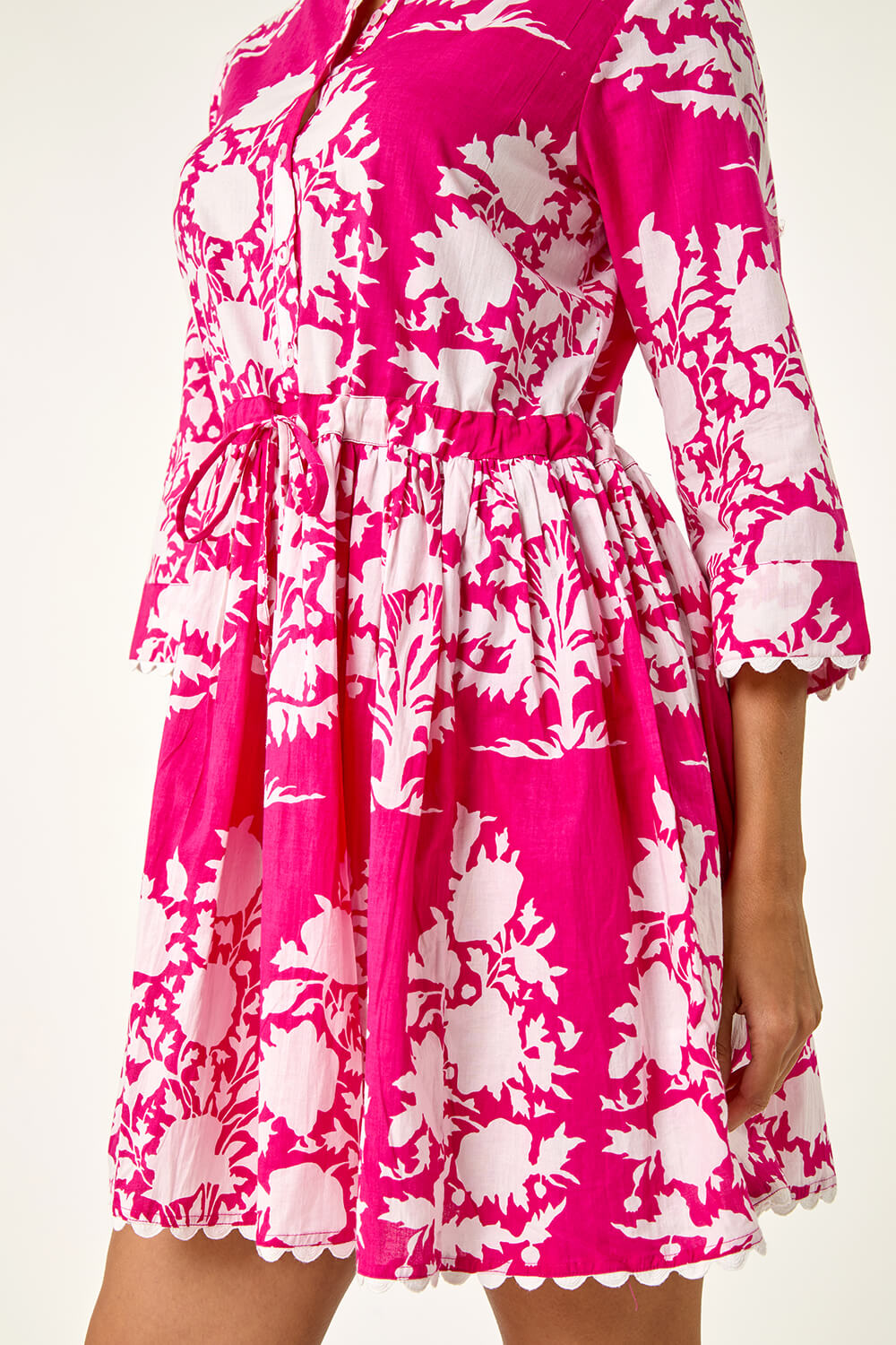 Fuchsia Floral Button Smock Dress | Roman UK