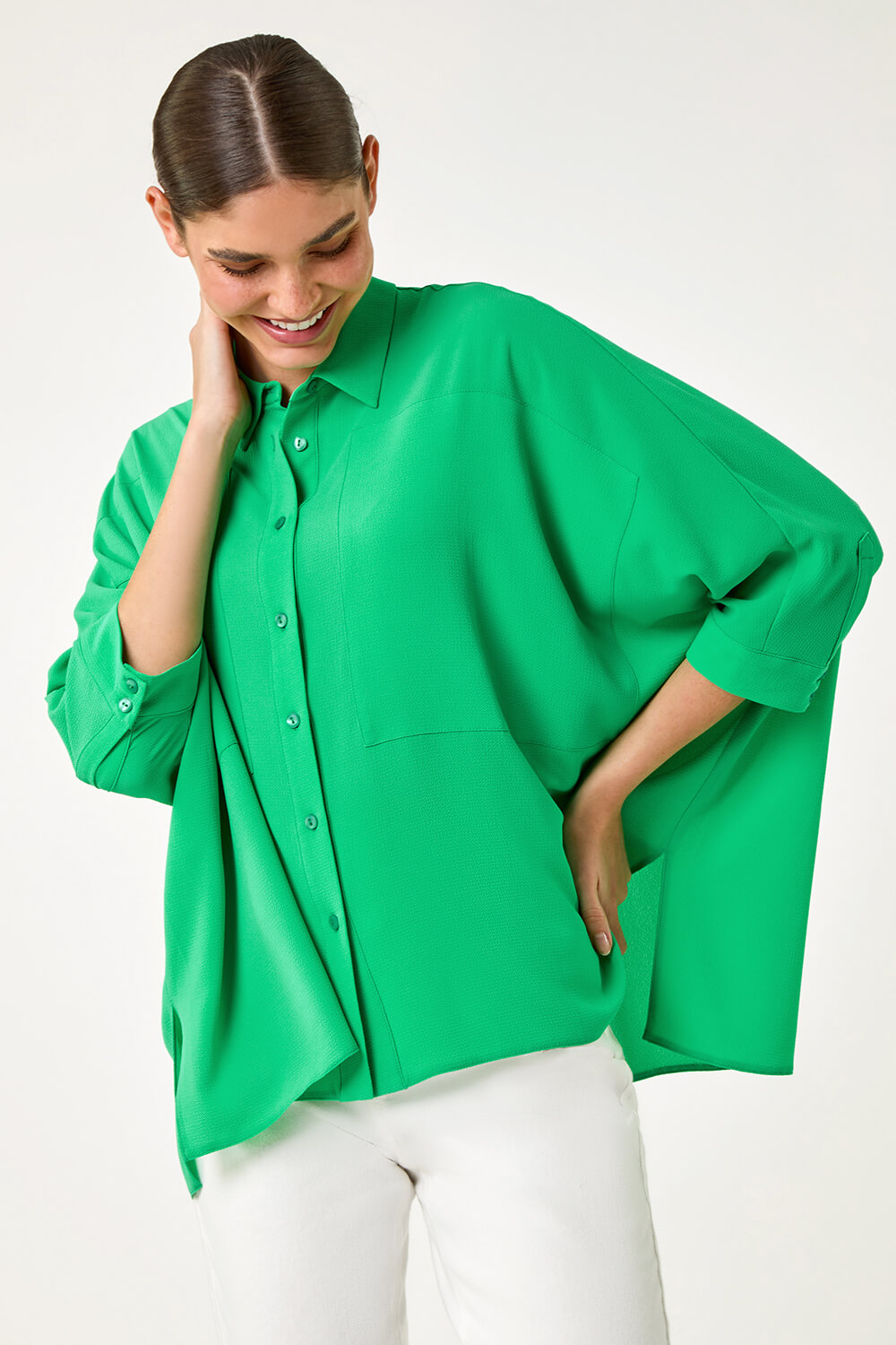 Jade Relaxed Smart Stretch Shirt | Roman UK