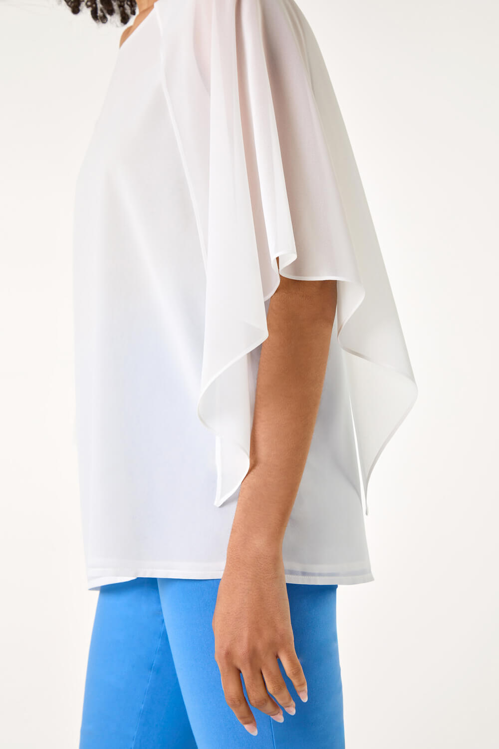 Ivory Plain Split Detail Overlay Top | Roman UK