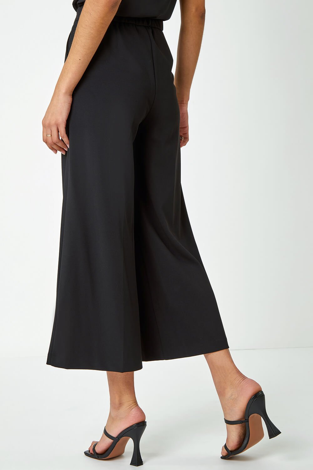 Wide Leg Stretch Culottes in Black - Roman Originals UK