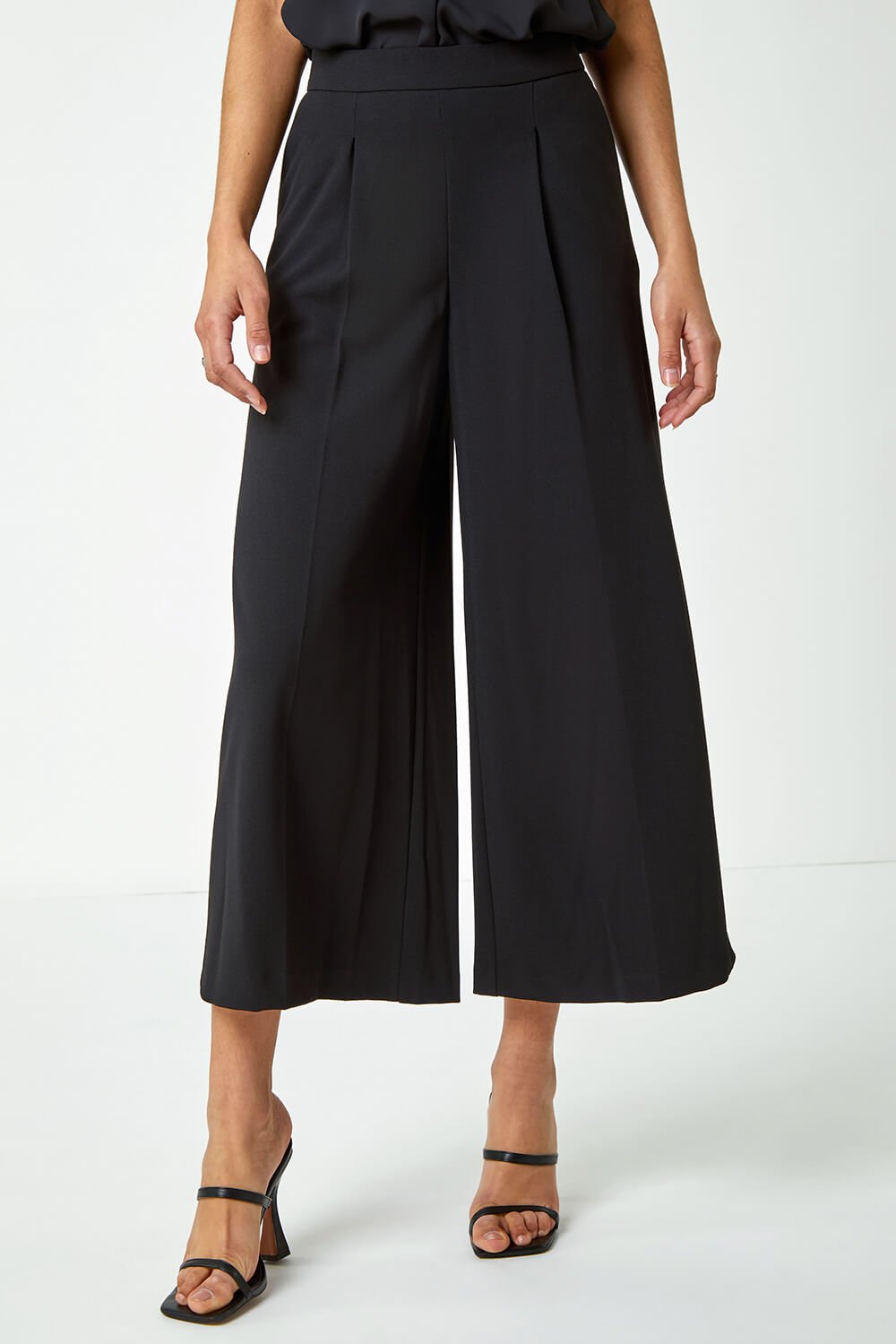 Wide Leg Stretch Culottes in Black - Roman Originals UK