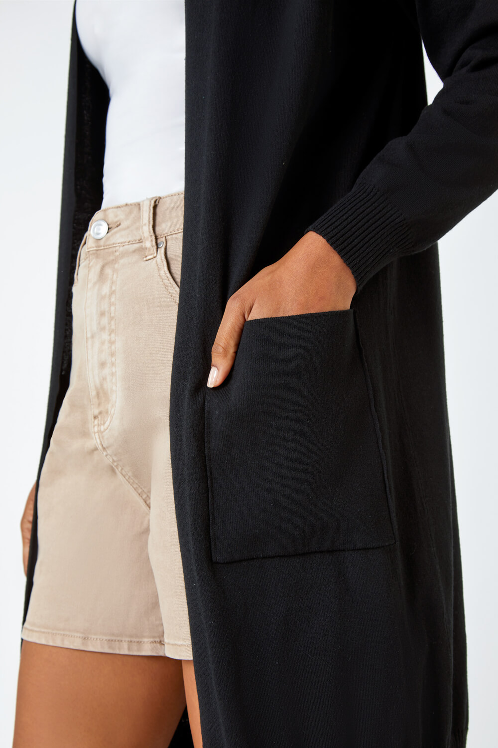 Black Knitted Longline Cardigan | Roman UK