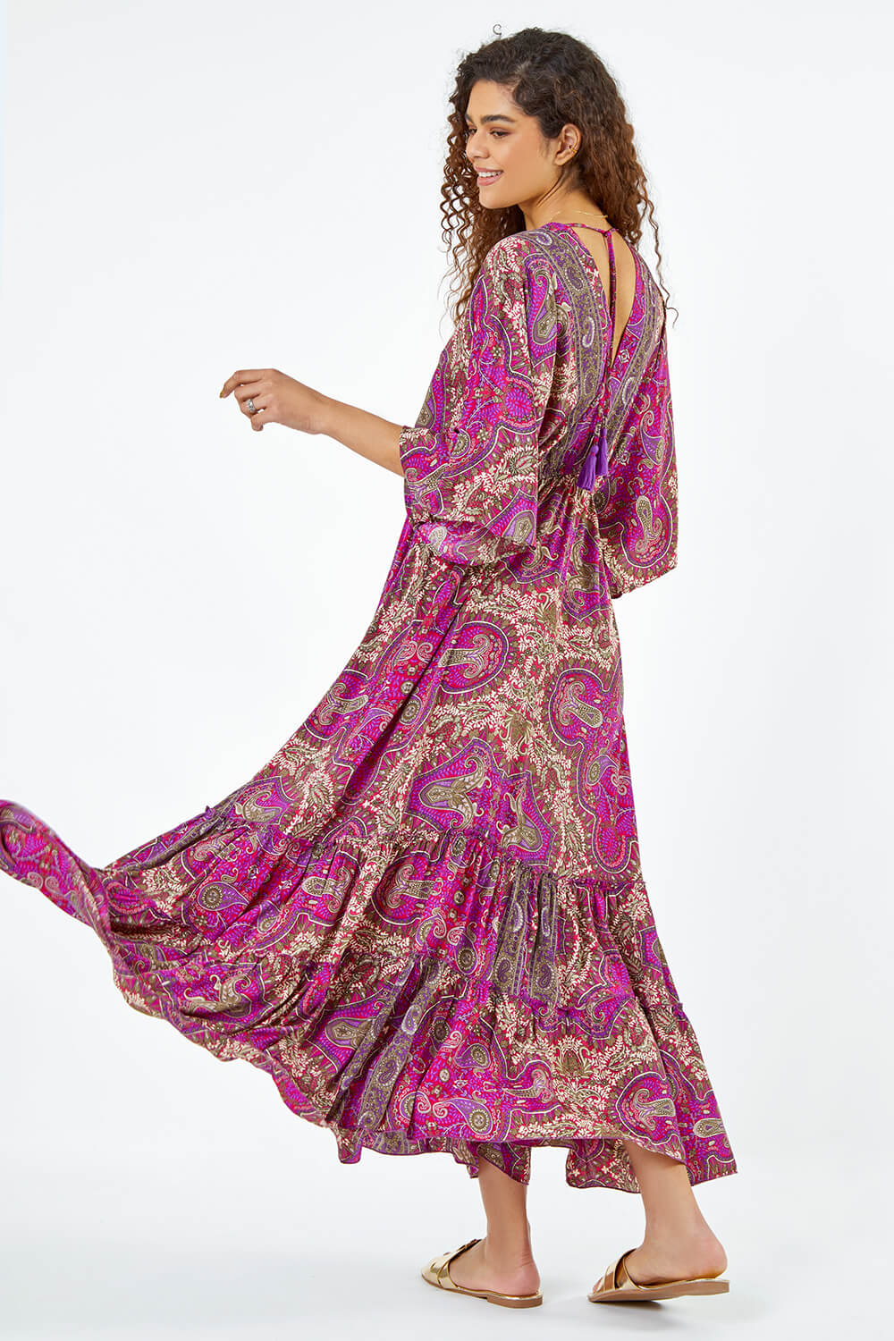 Fuchsia Paisley Print Boho Maxi Dress | Roman UK