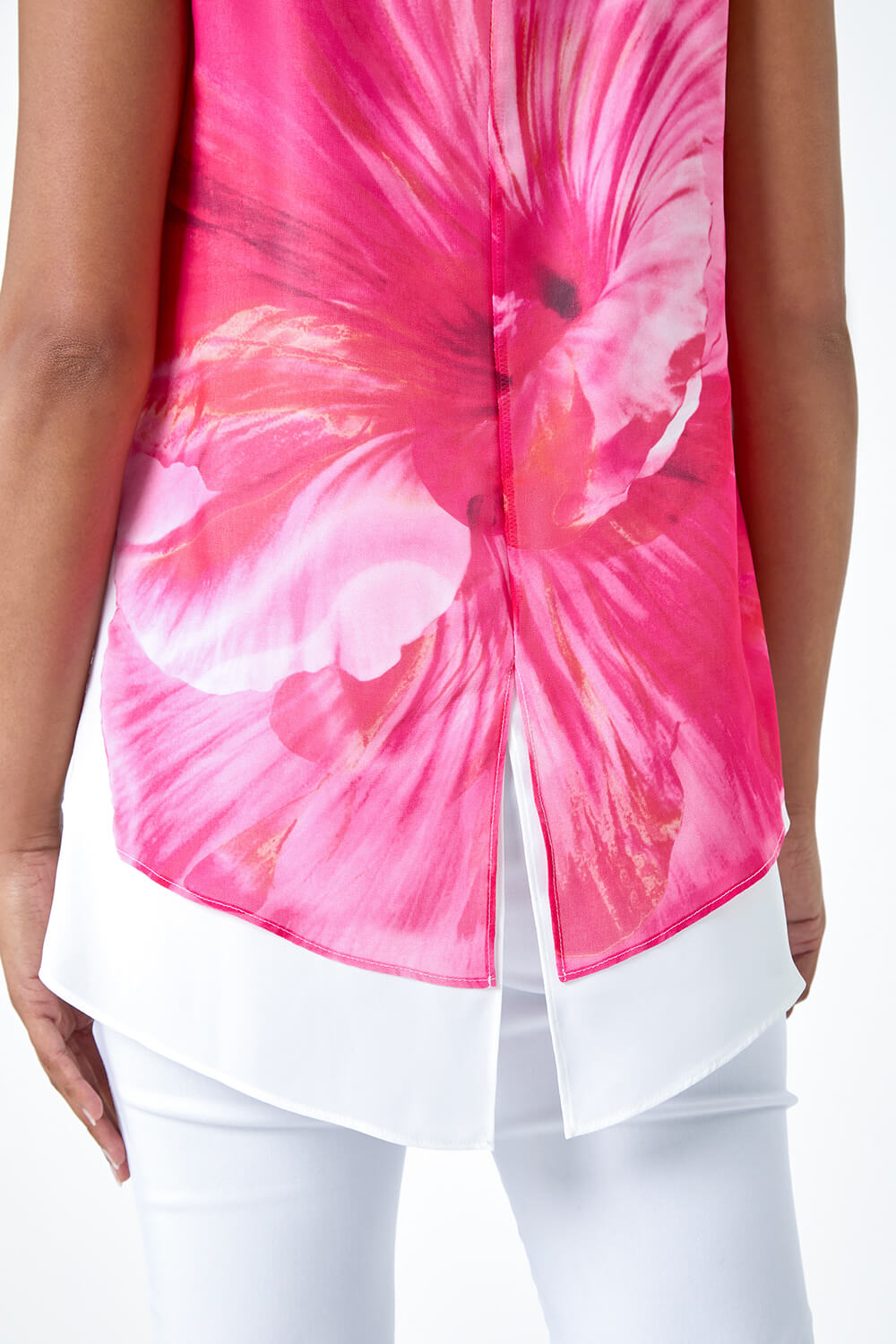 Cerise Floral Print Double Layer Vest Top | Roman UK