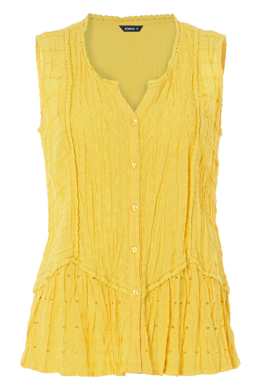 Sleeveless Crinkle Blouse in Yellow - Roman Originals UK